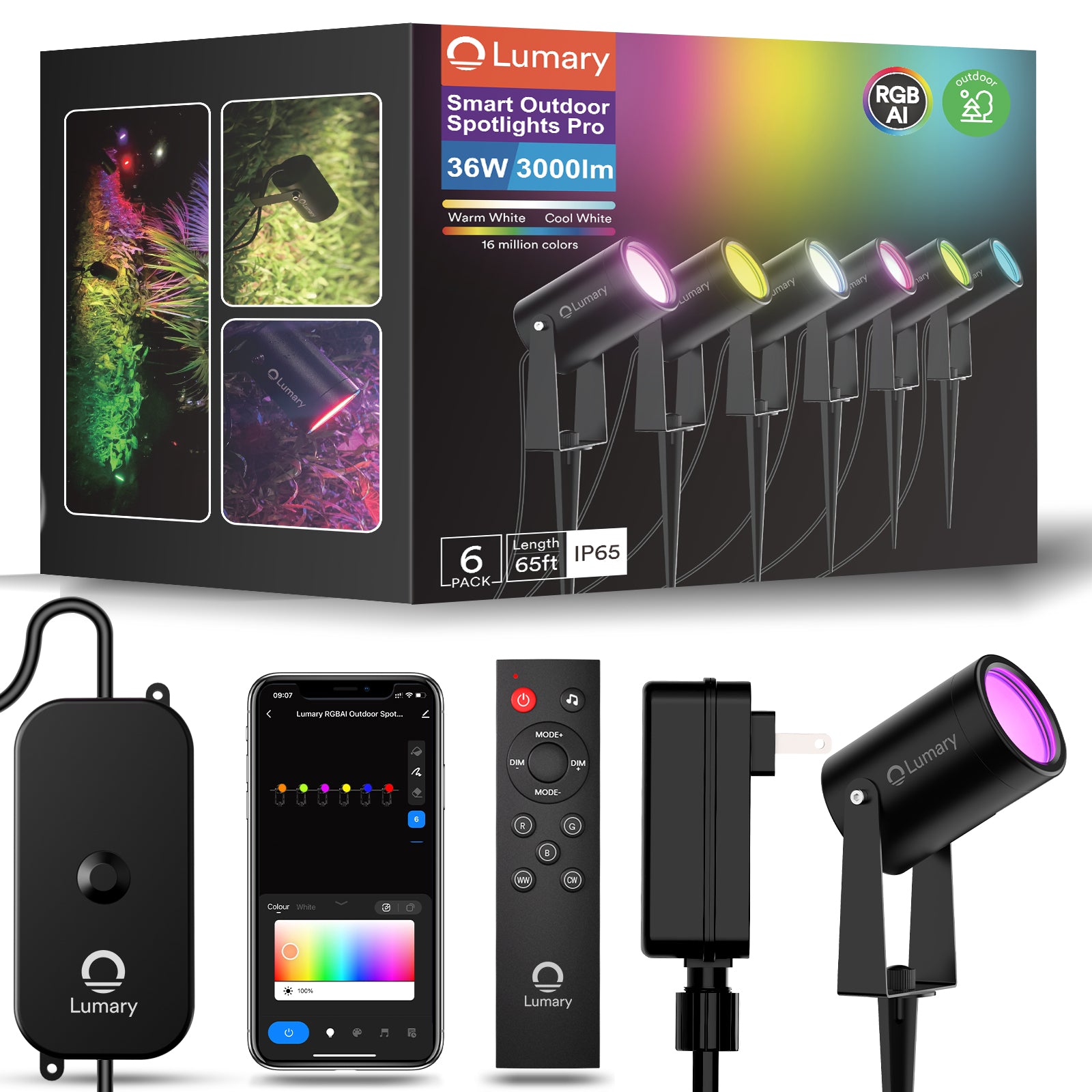 Lumary Smart RGBAI Landscape Lights Pro - 36W 3000LM | Upgrade Version