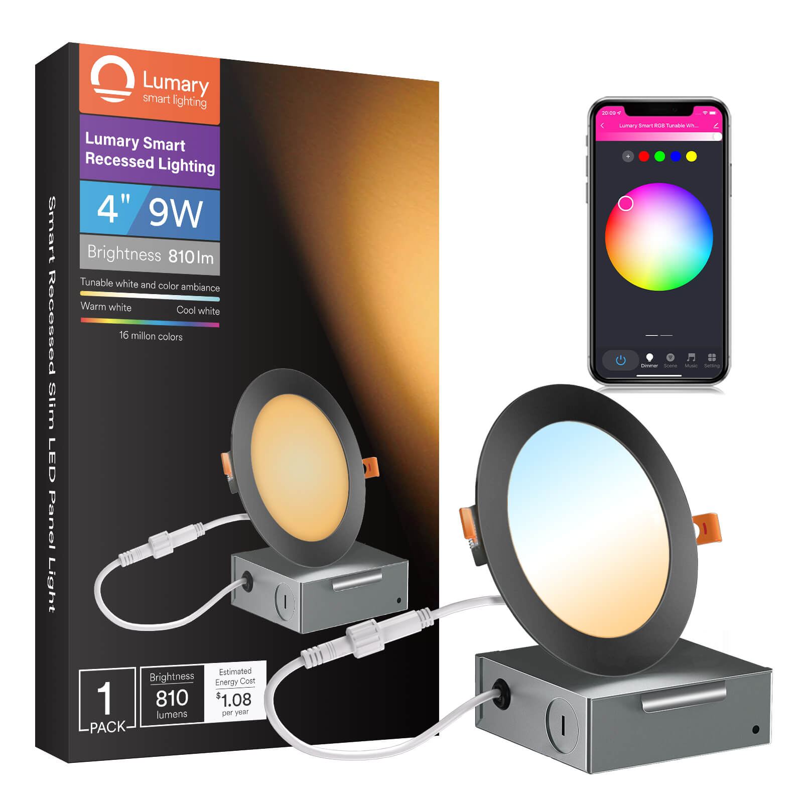 Lumary Smart Recessed Lighting Dimmable Hue Recessed Light Smart