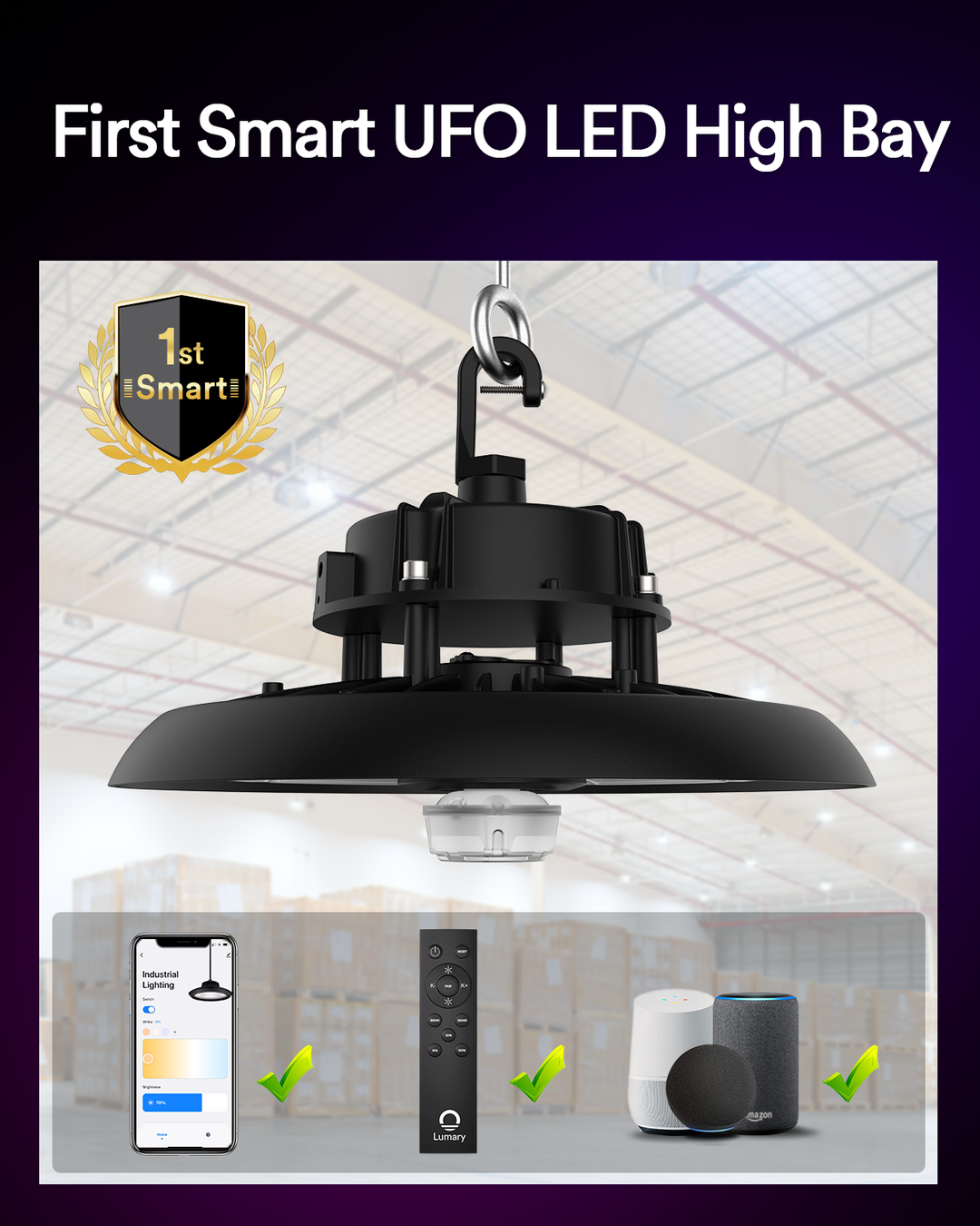 Lumary Smart UFO LED High Bay Light - App Control, Bluetooth Mesh ...