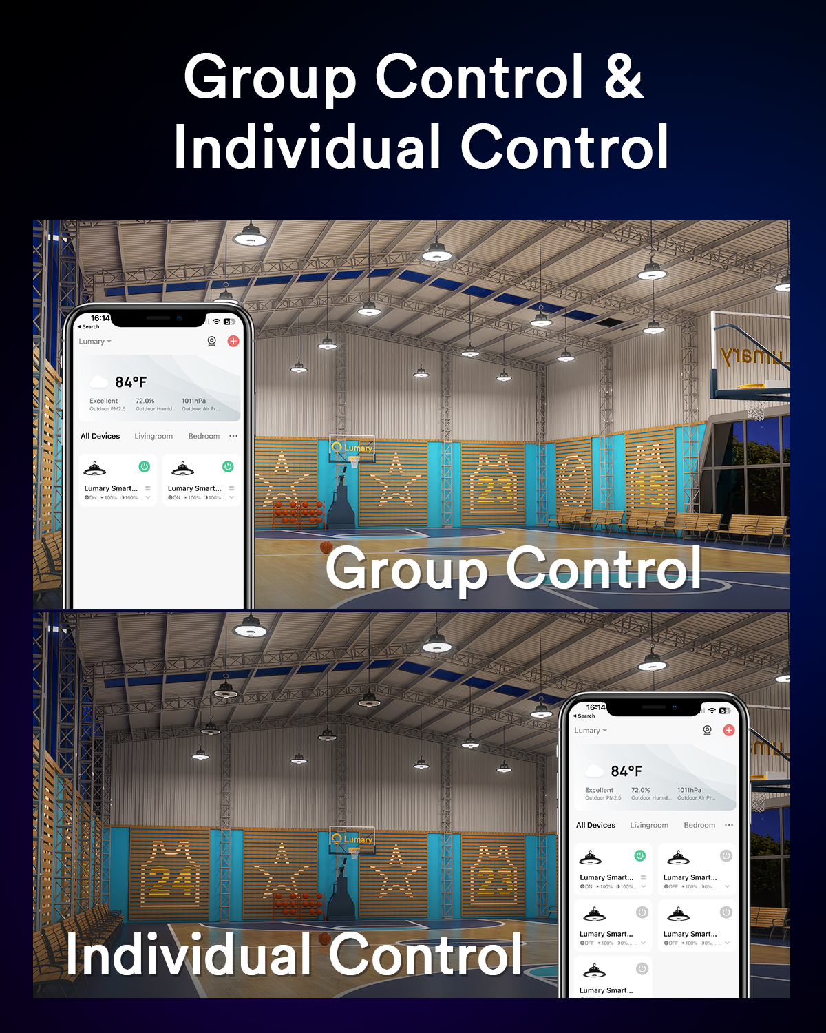 Lumary Smart UFO LED High Bay Light - App Control, Bluetooth Mesh ...