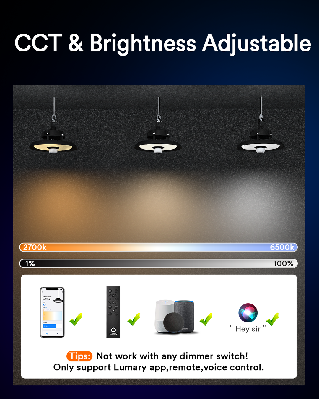 Lumary Smart UFO LED High Bay Light - App Control, Bluetooth Mesh ...