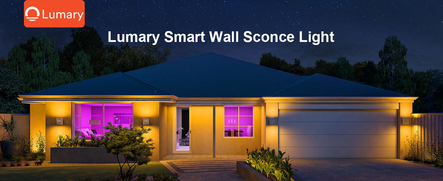 Lumary Smart Wall Sconce Light - Dimmable 18W | Waterproof | 16 Colors