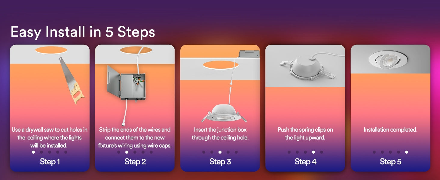 Smart Recessed Lighting 4 Inch - 9W 810 Lumens Gimbal Recessed Lighting ...