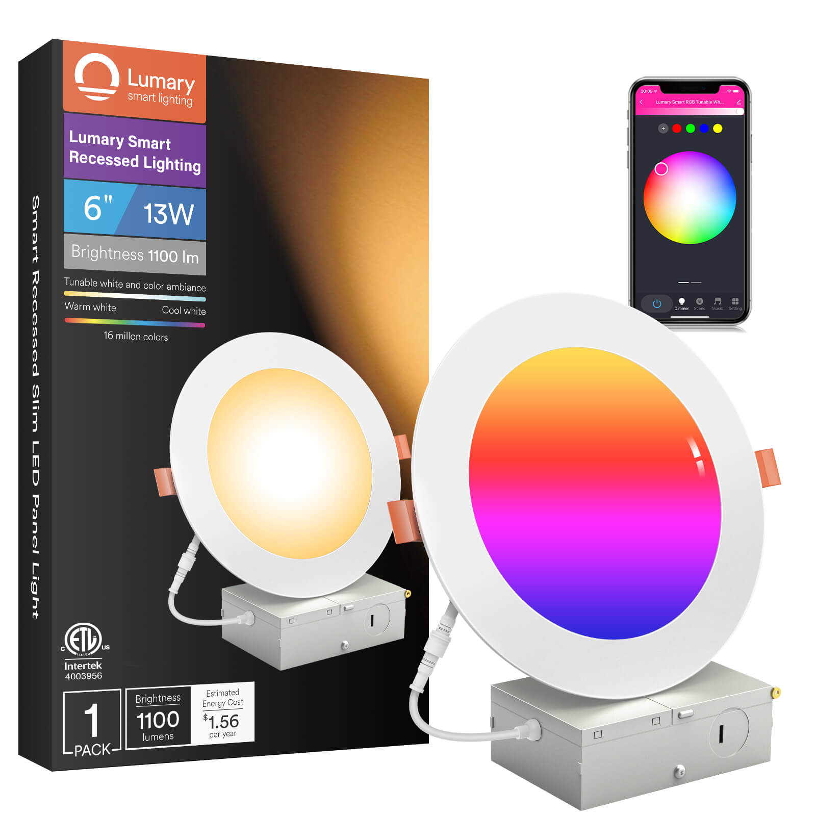 Lumary Smart RGBAI Recessed Light: Versatile 4-in-1 Lighting