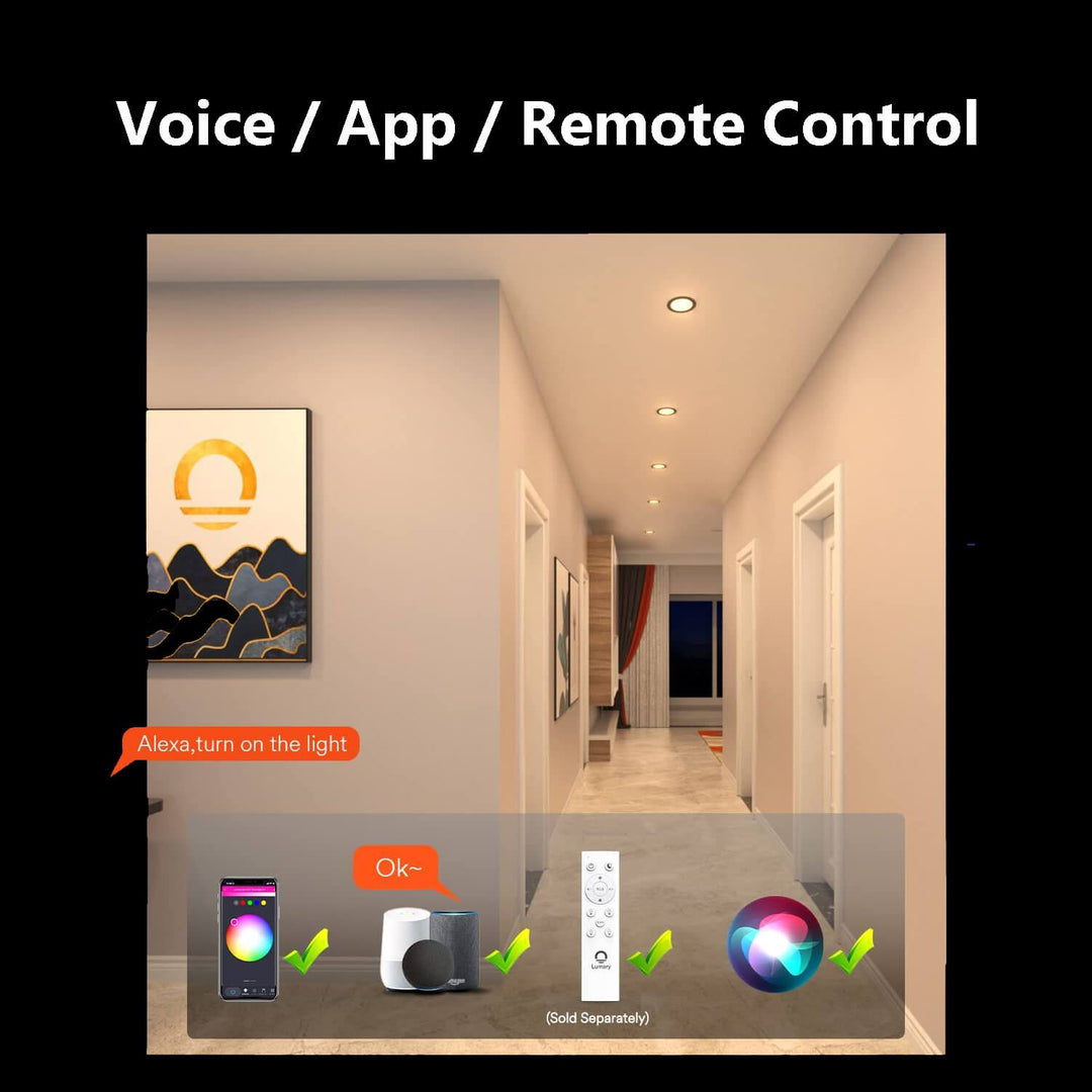 Lumary Smart Recessed Lighting Alexa Ultra-thin RGBW Color Changing ...