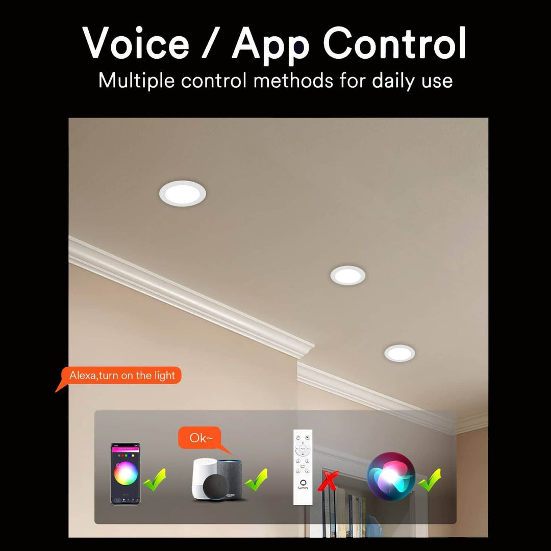 Lumary Ultra-thin Smart Recessed Lighting Alexa 6 inch RGBW Color ...