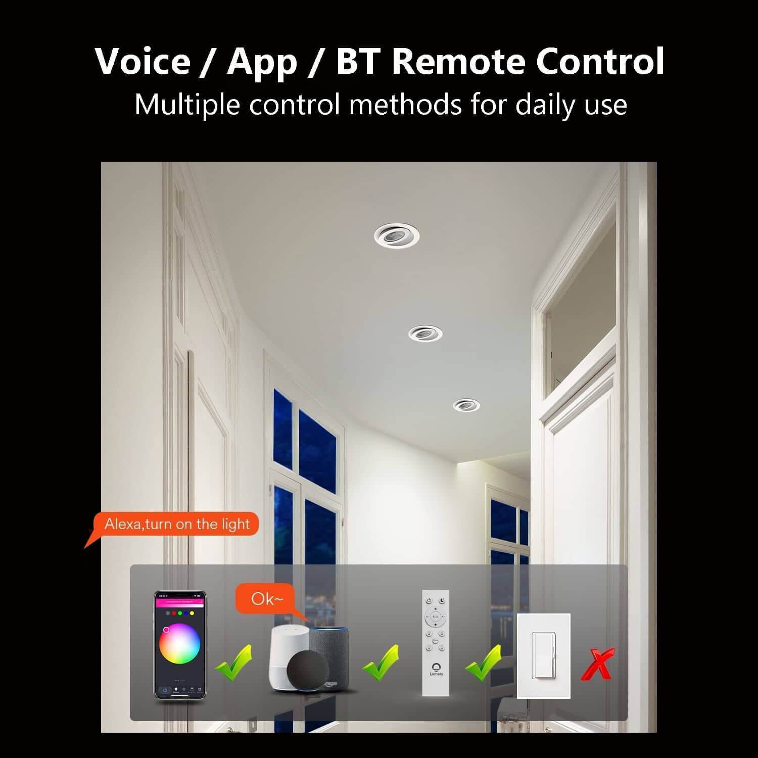 Smart Recessed Lighting 4 Inch - 9W 810 Lumens Gimbal Recessed Lighting ...