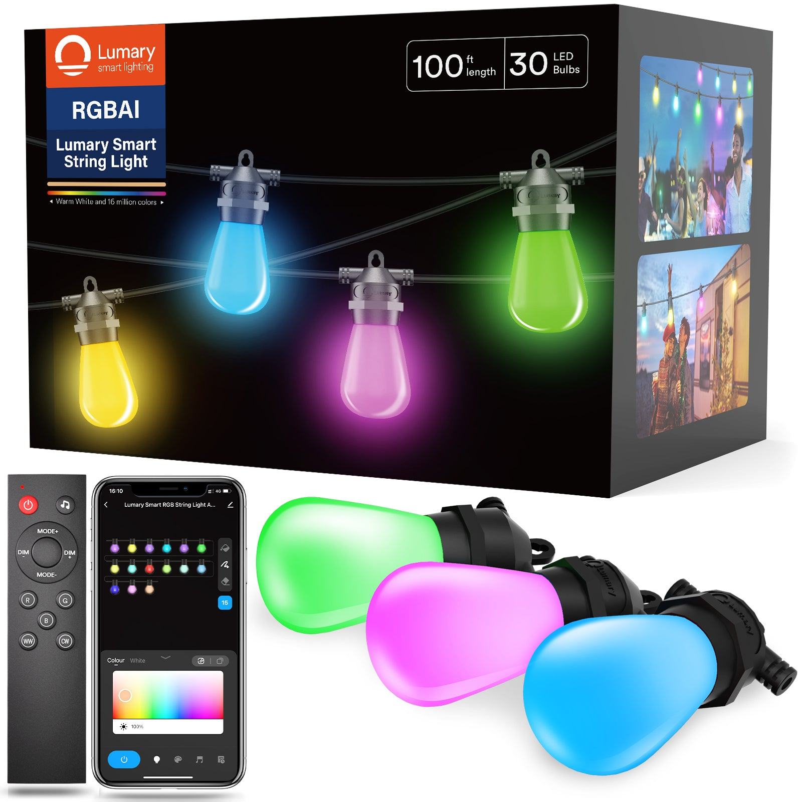 Smart Outdoor Bulb String Lights – Lumary