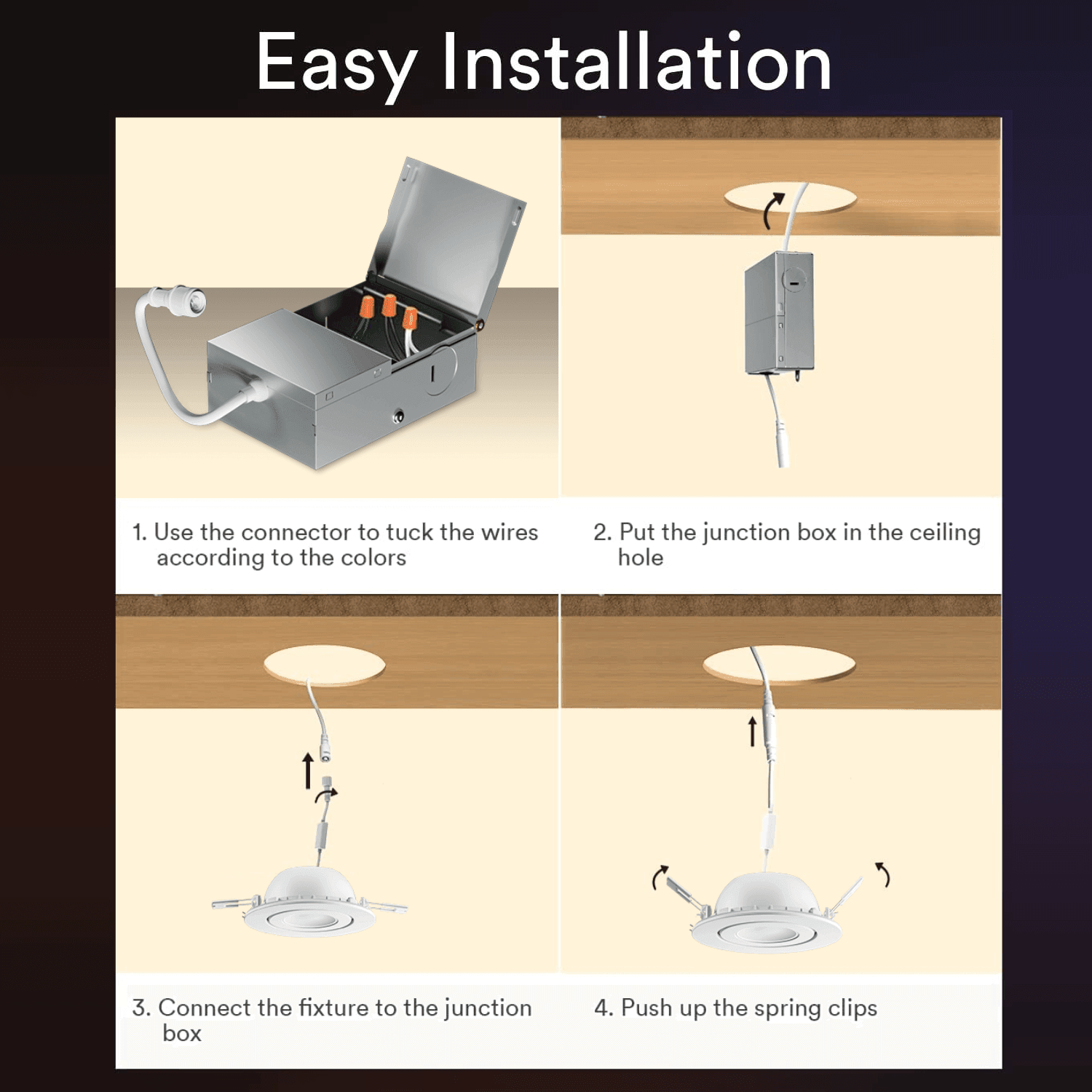 Smart Recessed Lighting 4 Inch - 9W 810 Lumens Gimbal Recessed Lighting ...
