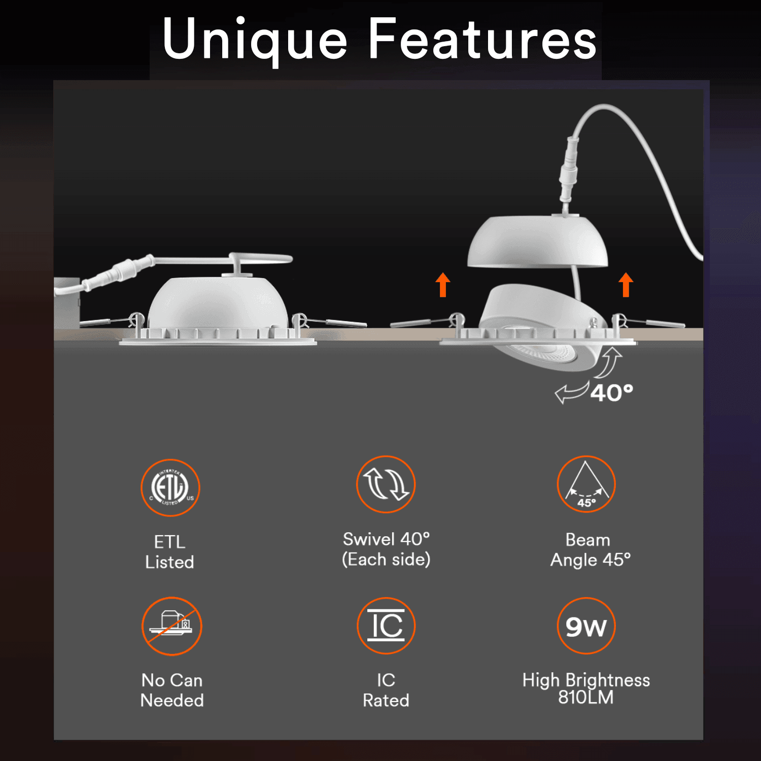 Smart Recessed Lighting 4 Inch - 9W 810 Lumens Gimbal Recessed Lighting ...