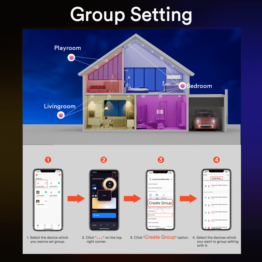 Lumary Smart LED Disk Light Color Changing Surface Mount Lights RGBWW ...