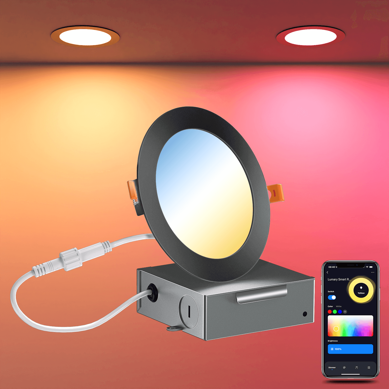 Lumary Smart Recessed Lighting Alexa RGBW Smart Hue Recessed Lights 13W ...